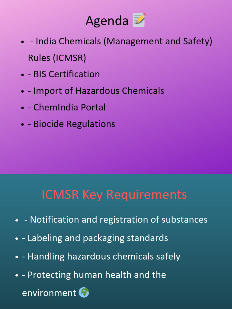 Indian Chemical Regulations LinkedIn PPT - PPTX 20250413 114350 0000 | PDF