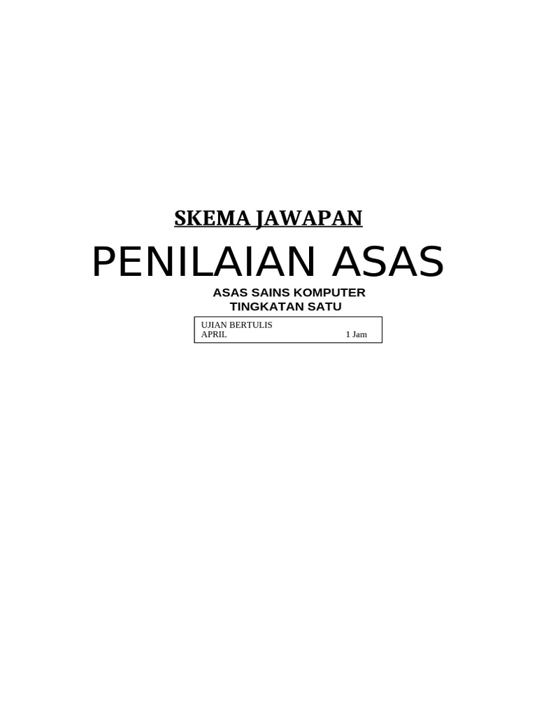 SMKSH Skema Ujian Penilaian Asas Ask | PDF