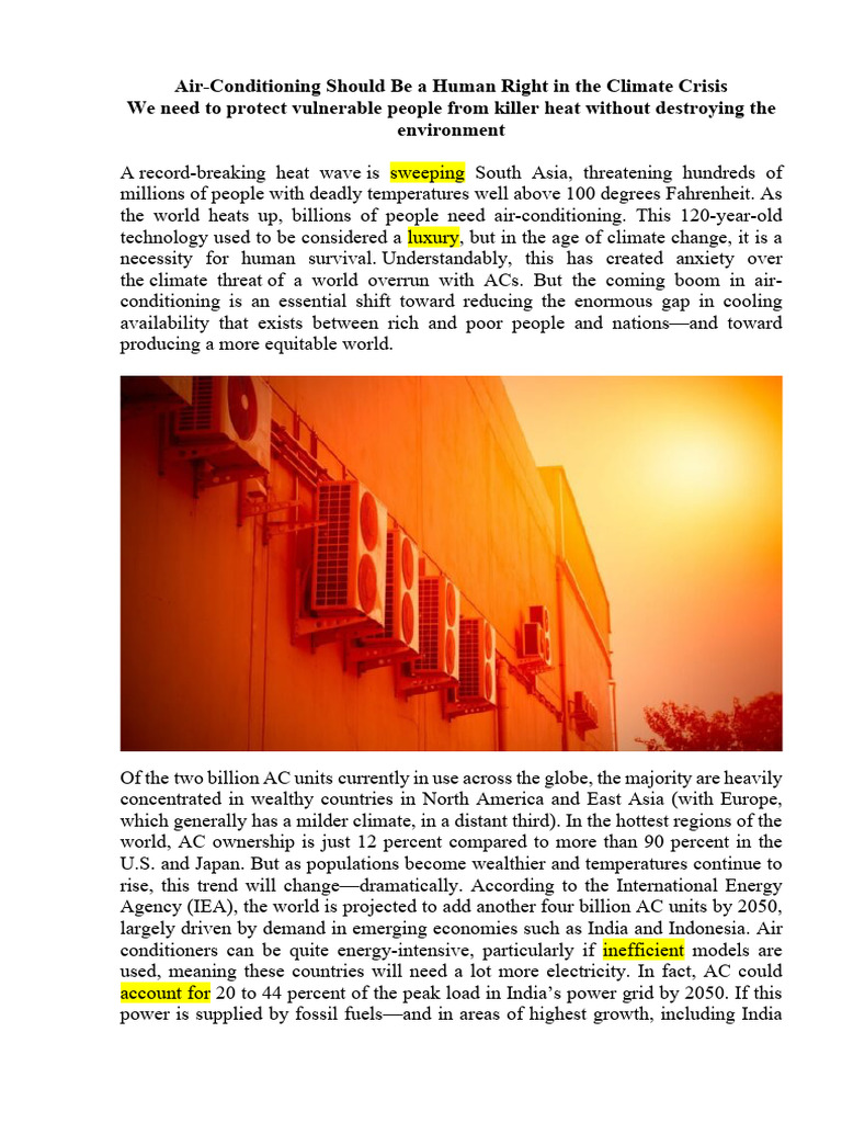 Air Conditioning: A Human Right Now | PDF | Air Conditioning | Heat Wave