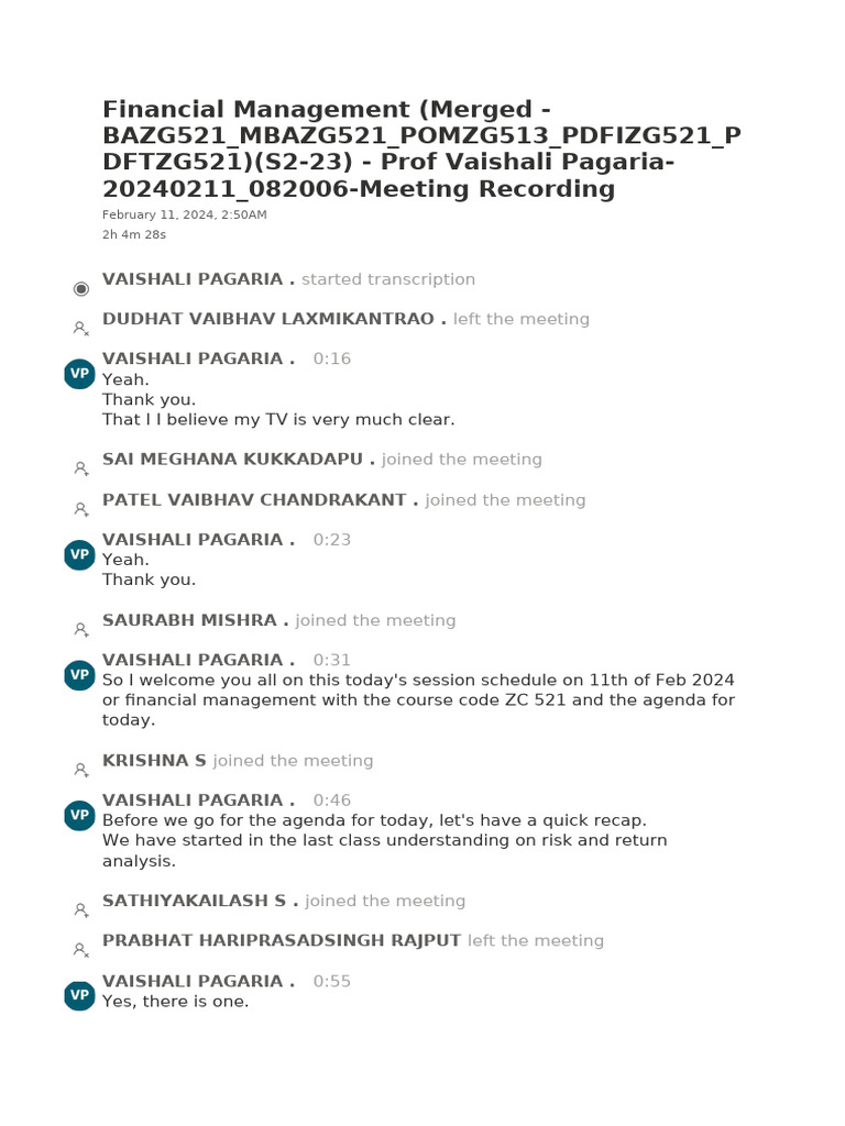 Financial management summary 5 | PDF | Mean | Risk