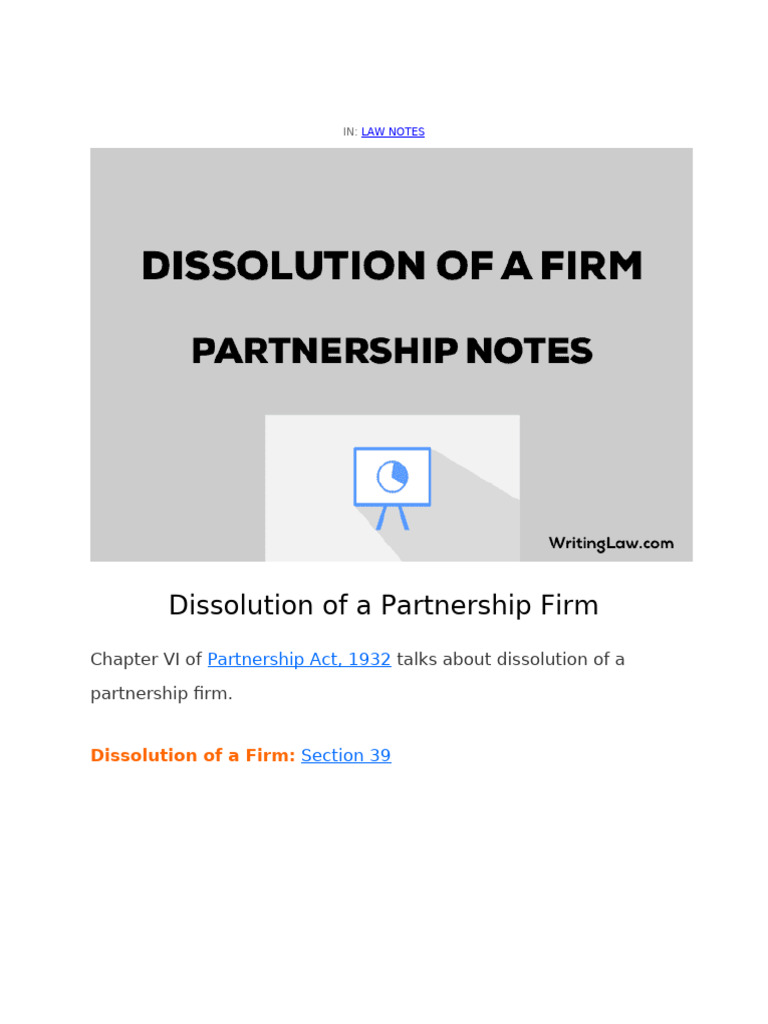Dissolution of Partnership Firm 2 | PDF | Partnership | Insanity Defense