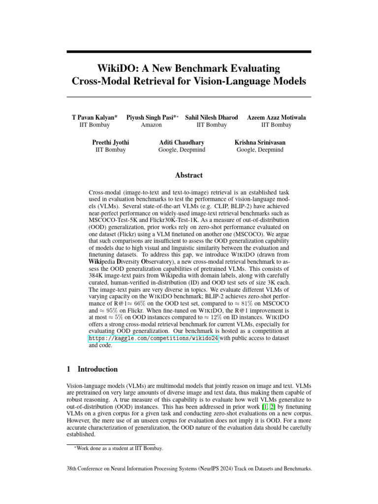 WIKIDO: Benchmark for VLM OOD Evaluation | PDF | Metadata | Wikipedia