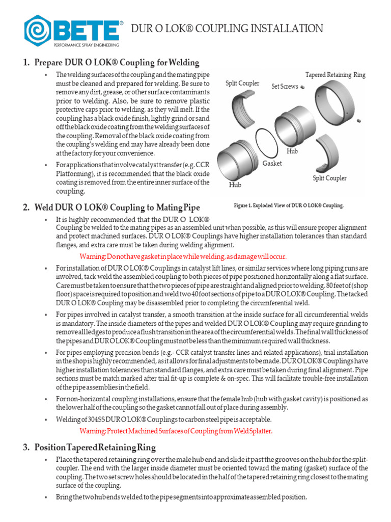 Dur O Lok Couplings Installation Procedure | PDF | Pipe (Fluid ...