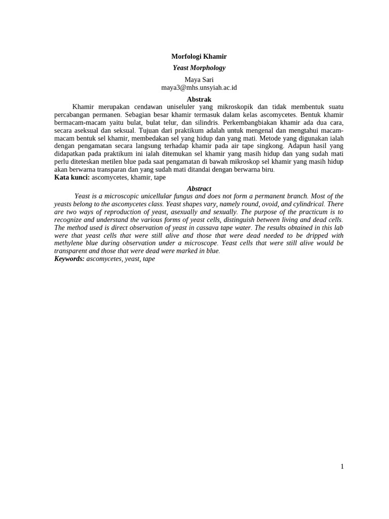 Morfologi Khamir. - Maya Sari Siapdocx | PDF