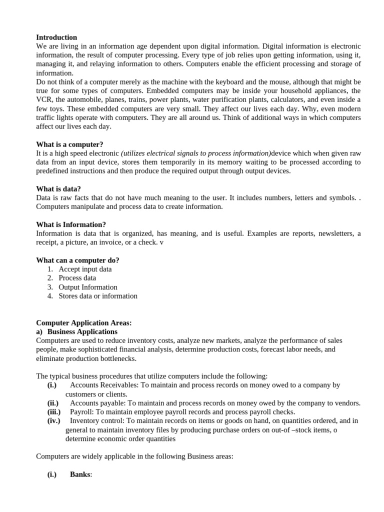 Understanding Computers and Their Applications | PDF | Random Access Memory | Read Only Memory