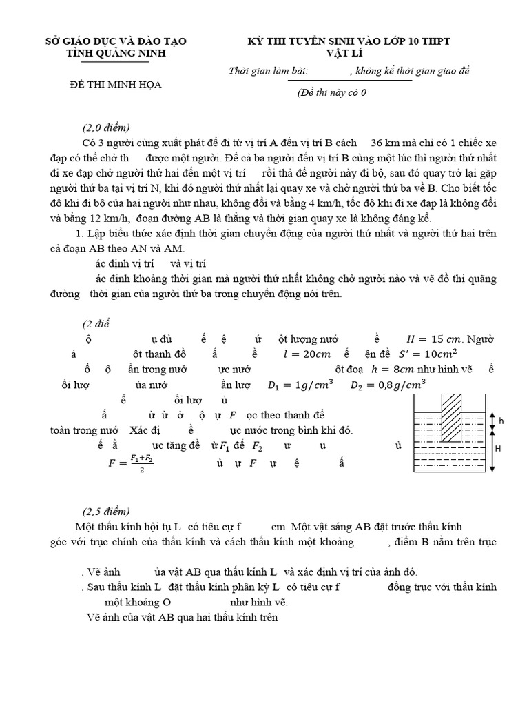 Môn Vật Lí - Đề Minh Họa + Hdc Tuyển Sinh Chuyên | PDF
