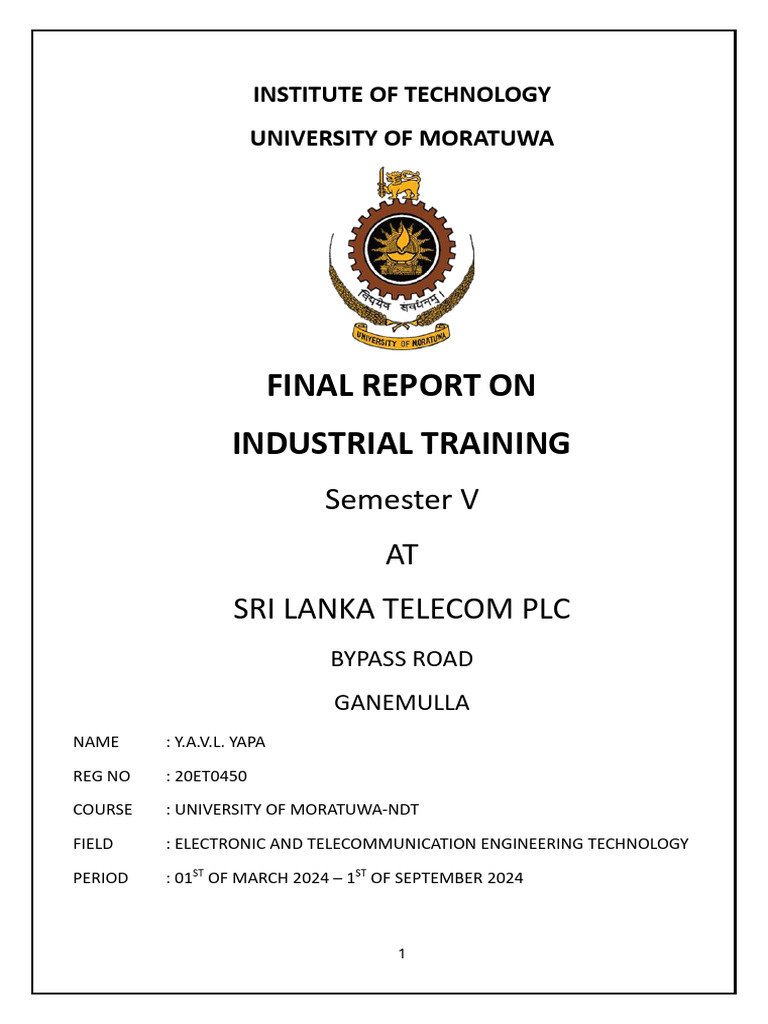 Industrial Training Report at SLT | PDF