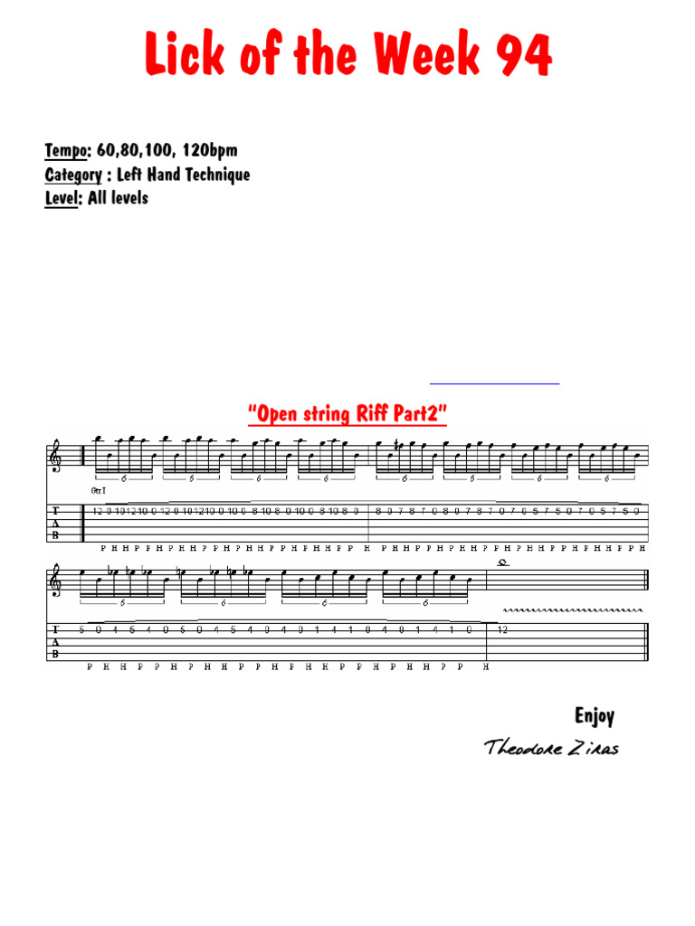 Lick of The Week 94-Open String Riff Part2 | PDF