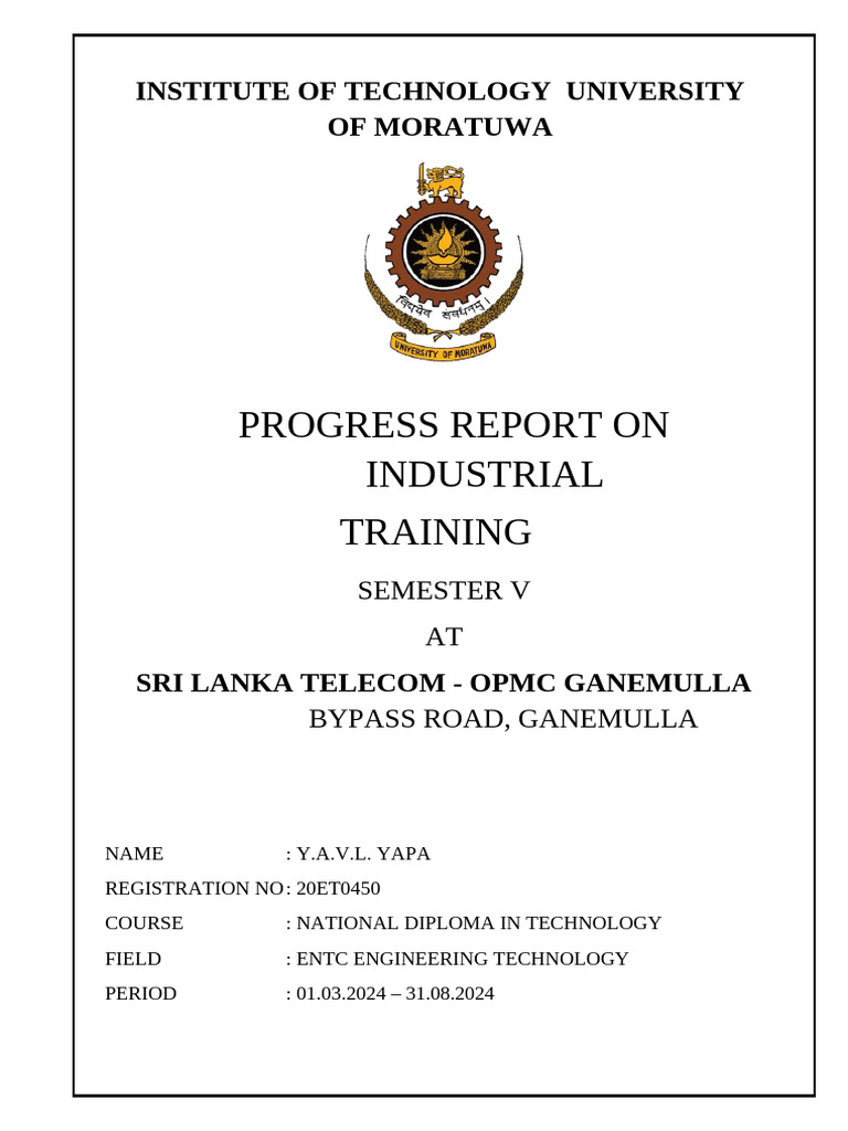Progress Report On Industrial Sri Lanka Telecom PLC | PDF | Internet Access | Signal To Noise Ratio