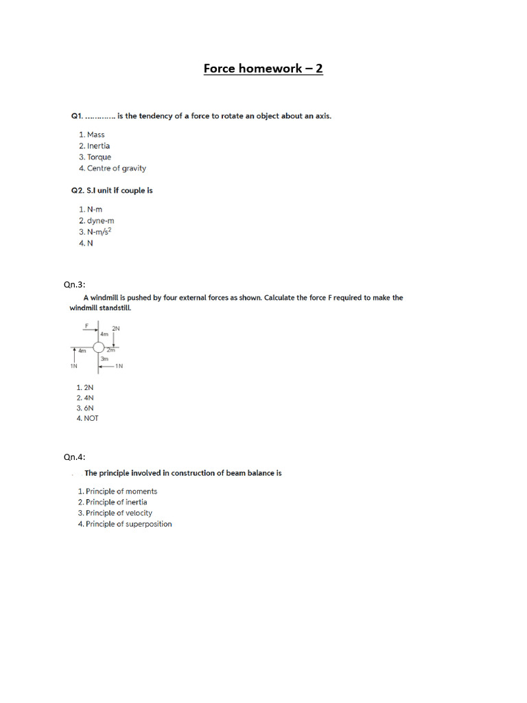 Force Homework - 2 | PDF