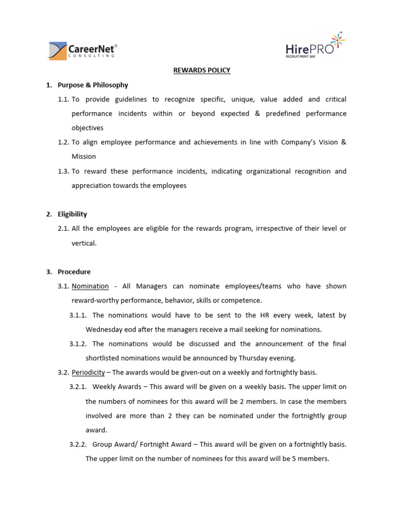 Reward Policy - 1497526964 | PDF | Social Psychology | Business