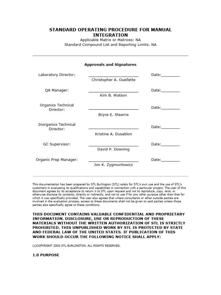 Standard Operating Procedure Manual Integration | PDF | Chromatography ...