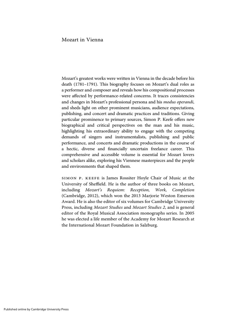 Mozart+in+Vienna+ +Simone+P.+Keefe | PDF | Wolfgang Amadeus Mozart ...