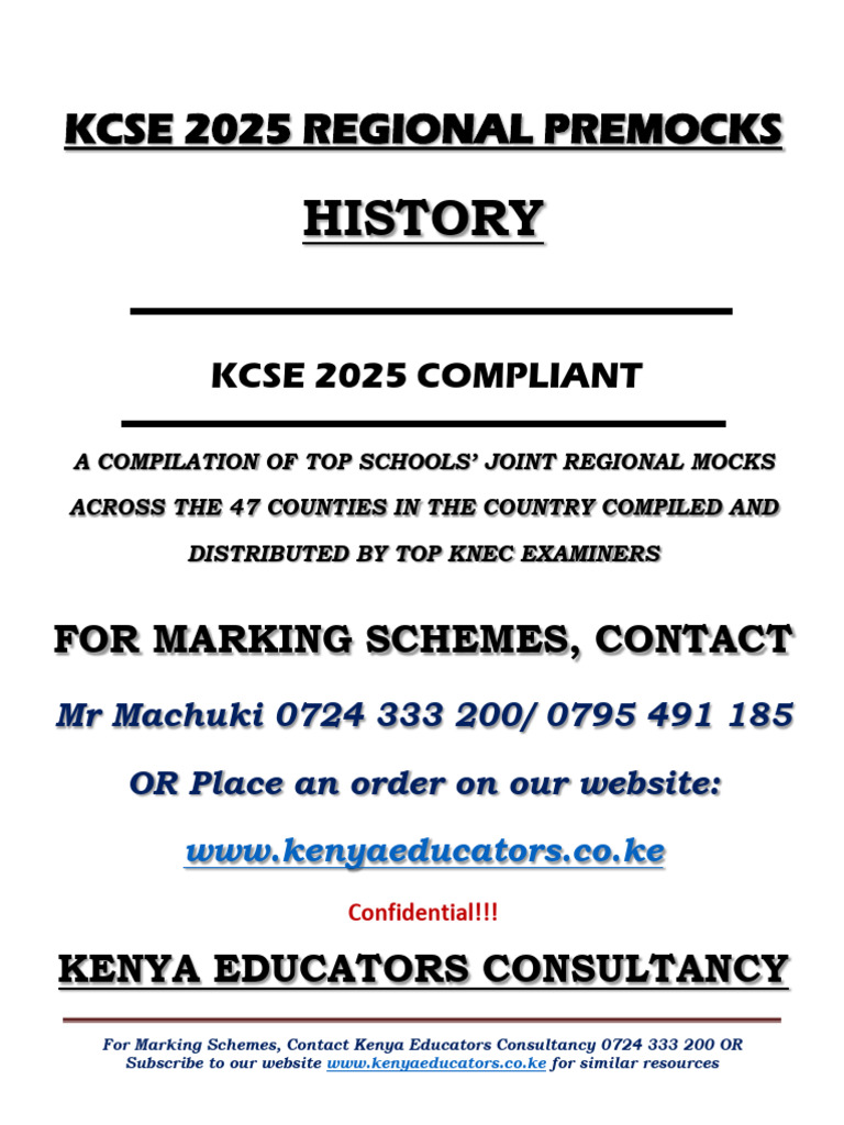 Hist Kcse 2025 Regional Mocks-1 | PDF | East Africa | Kenya