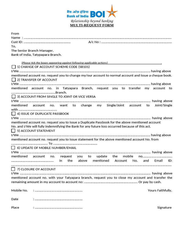 Multi-Request Form Boi | PDF