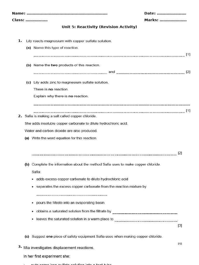 UNIT 5 Revision Paper | PDF