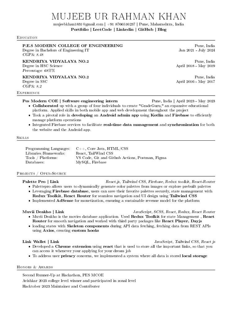 Mujeeb's web Resume-hackerresume (2) | PDF | Mobile App | World Wide Web