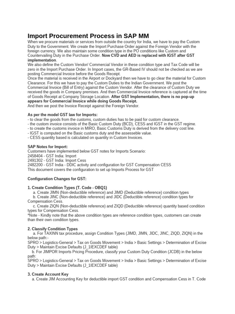 Import Procurement Process in SAP MM | PDF | Invoice | Receipt