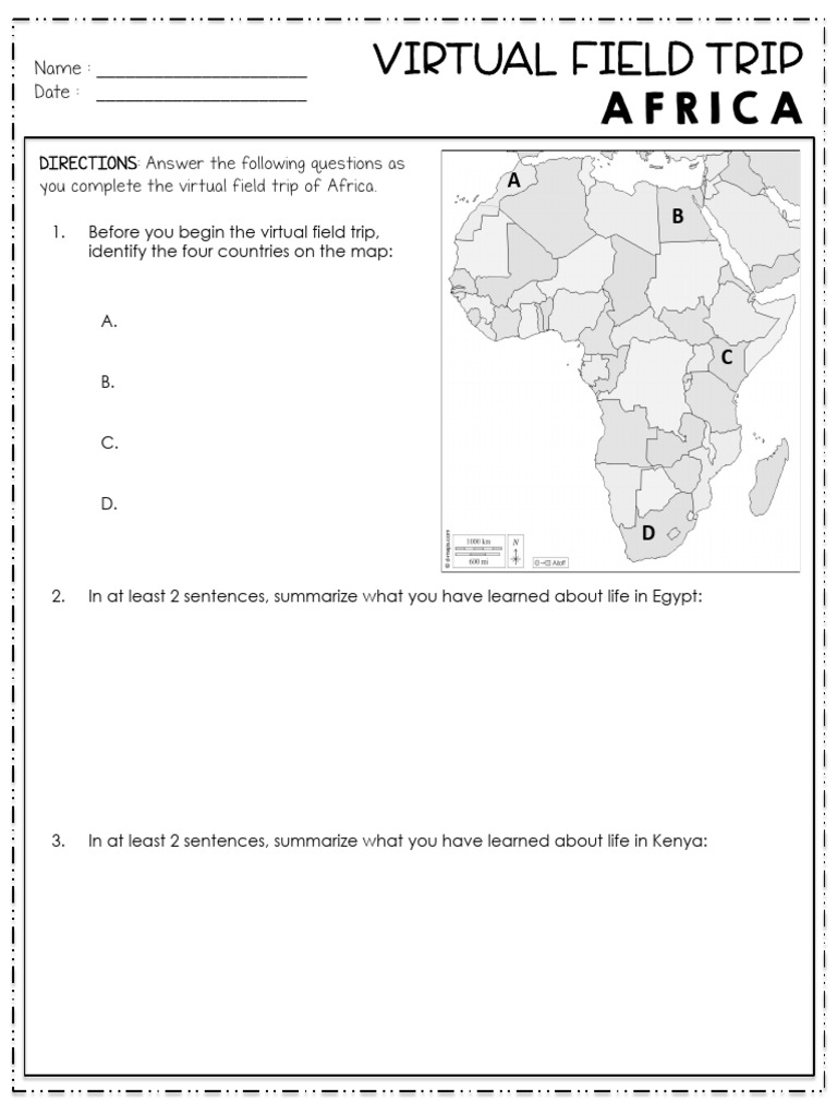 AFRICA Virtual Field Trip Worksheet | PDF
