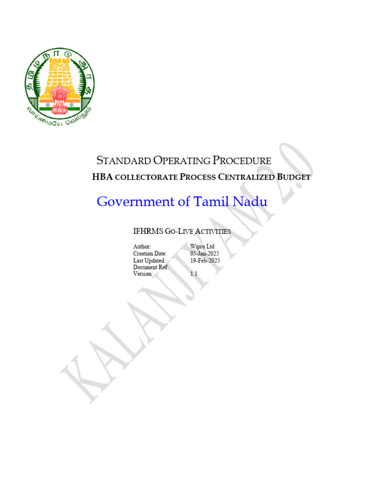 IFHRMS SOP HBA Collectorate Process | PDF