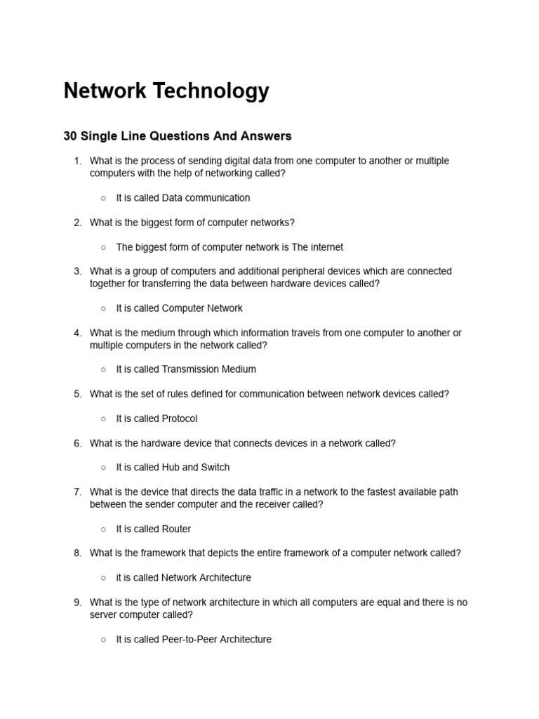ICT - Network Technology Q and A | PDF | Computer Network | World Wide Web