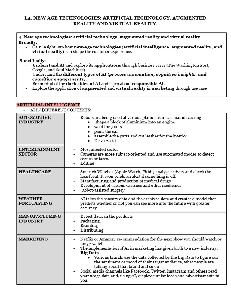 End Notes L.4. New Age Technologies - Artificial Technology, Augmented ...