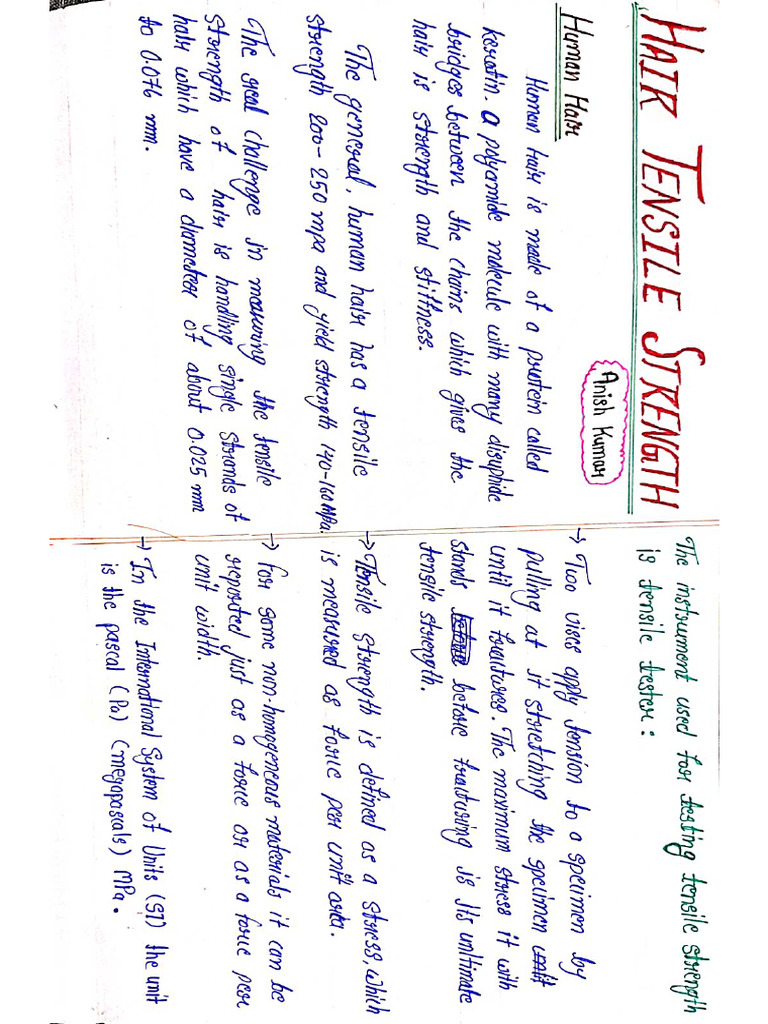 Hair Tensile Strength and Hair Combing Property | PDF