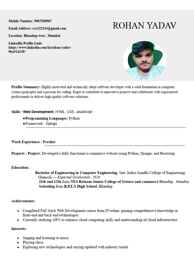 Rohan Resume | PDF