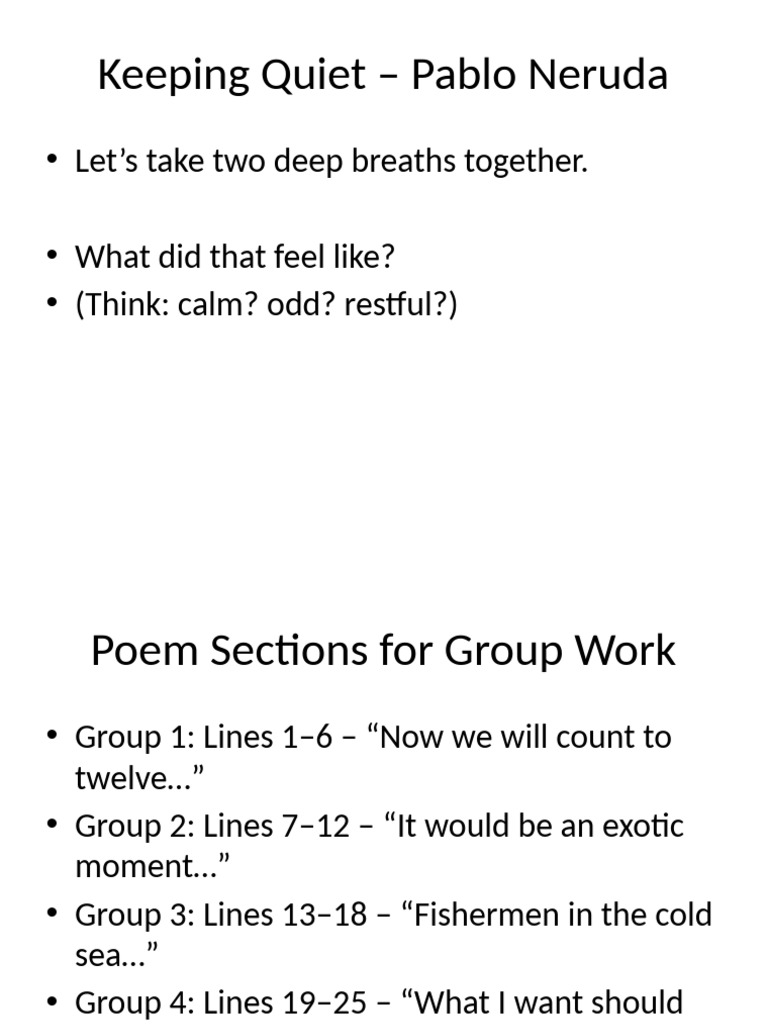 Keeping Quiet Lesson Visual Aids | PDF