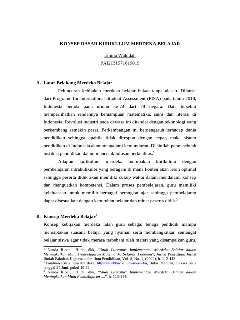 KONSEP KURIKULUM MERDEKA BELAJAR | PDF