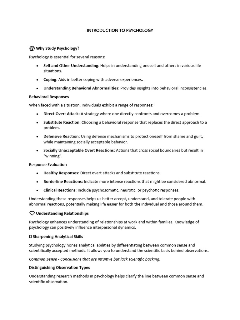 INTRODUCTION TO PSYCHOLOGY | PDF | Psychology | Experiment