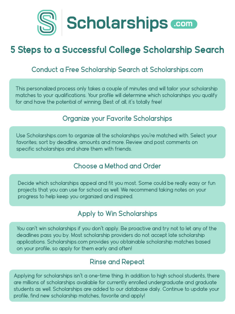 SDC - 5 Steps To A Successful College Scholarship Search | PDF