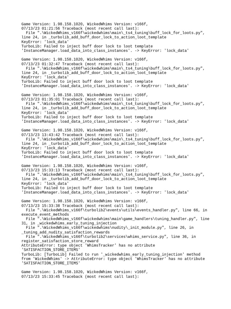 WickedWhims_v166f_Exception | PDF | Software | Computing