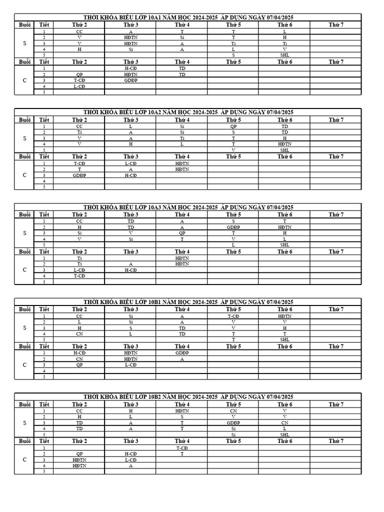 TKB - TUẦN 30 TU 7 4 2025 | PDF