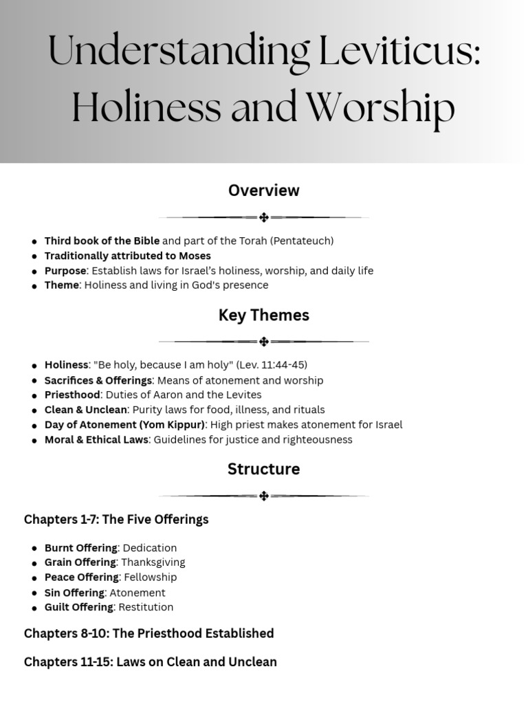 Study Guide The Book of Leviticus | PDF | Book Of Leviticus | Yom Kippur