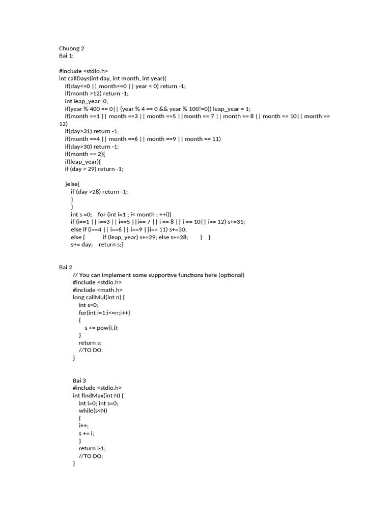 C Programming Functions for Date and Math | PDF