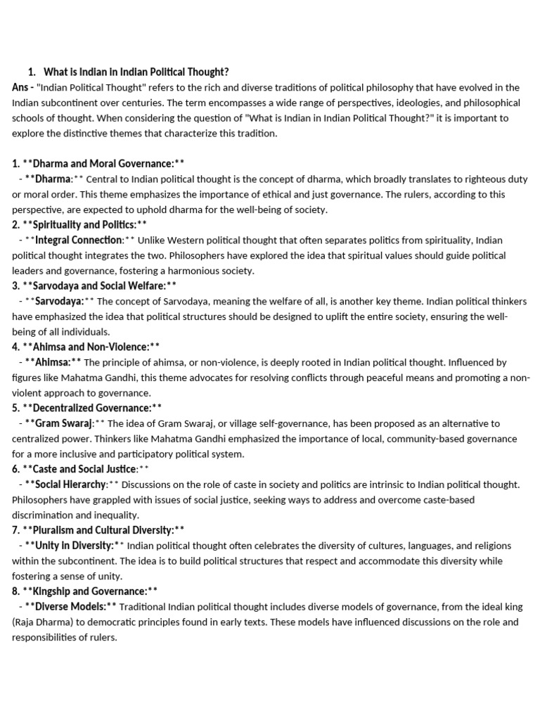 Indian Political Thought: Key Themes | PDF | Political Philosophy ...