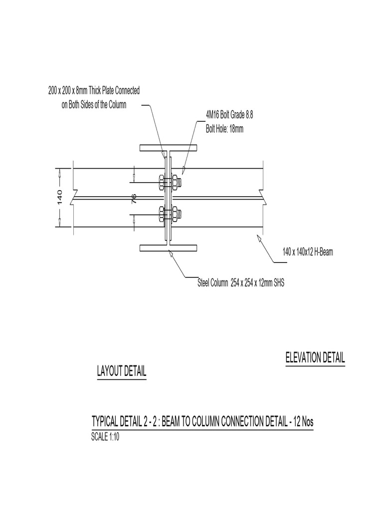 Beam To Column Connection-ToP VIEW | PDF