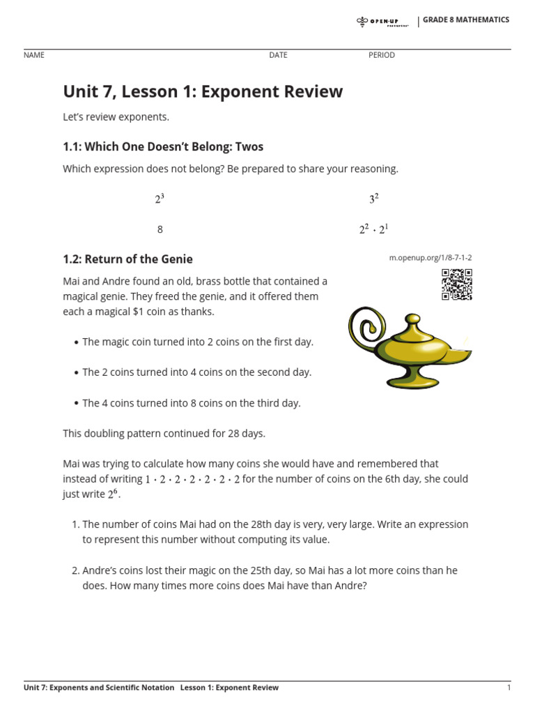 Exponent Review for Grade 8 Math | PDF | Multiplication | Exponentiation