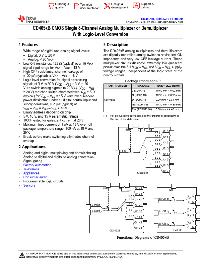 cd4051b | PDF | Electrostatic Discharge | Electronics