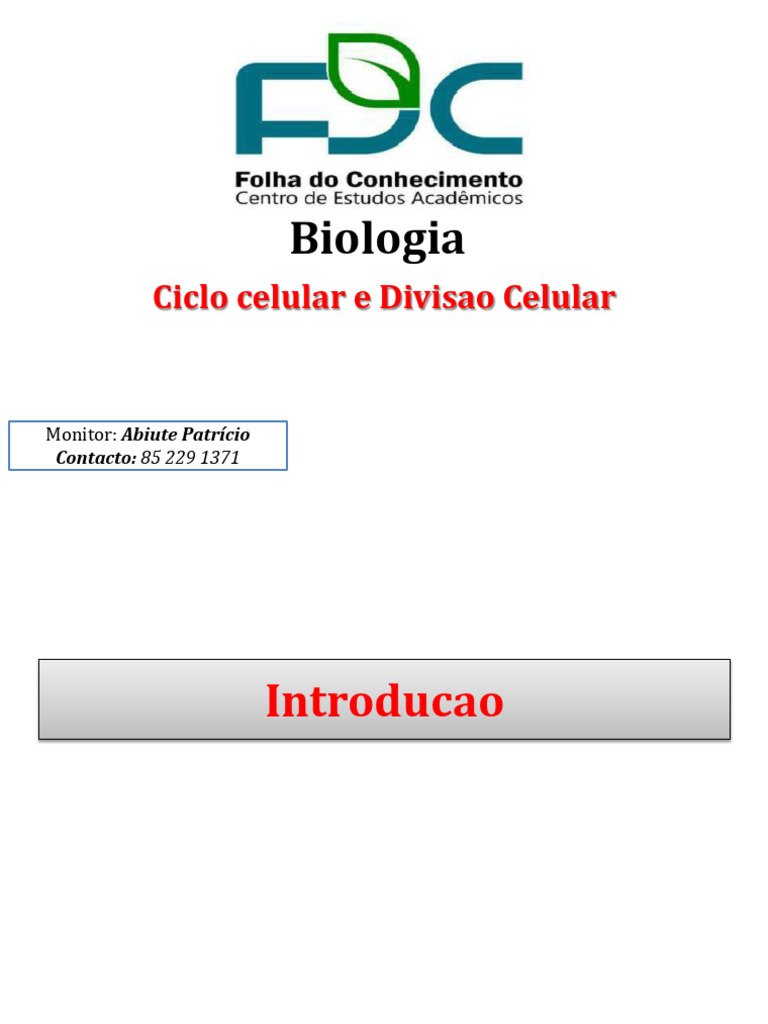 Ciclo Celular e Divisao Celular | PDF