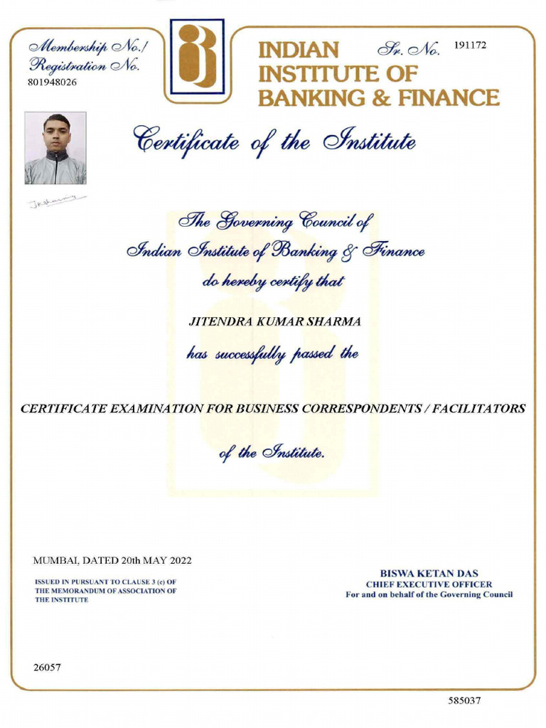 IIBF-Certificate | PDF