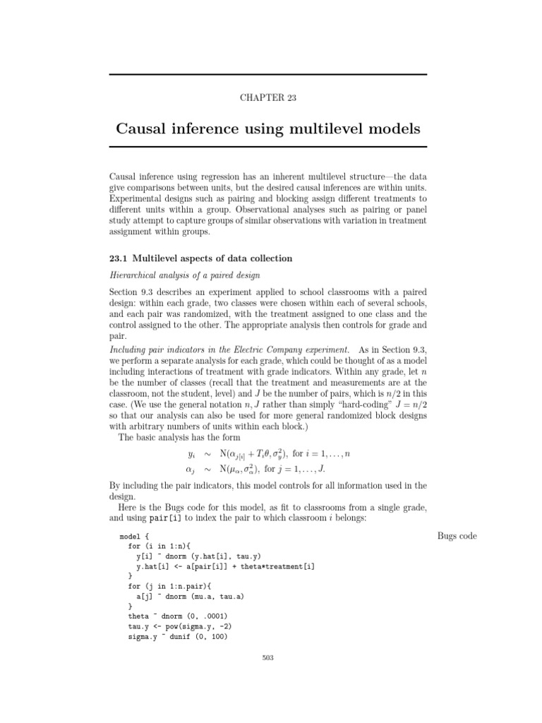 Causal inference using multilevel models_chap23 | PDF | Multilevel Model | Experiment