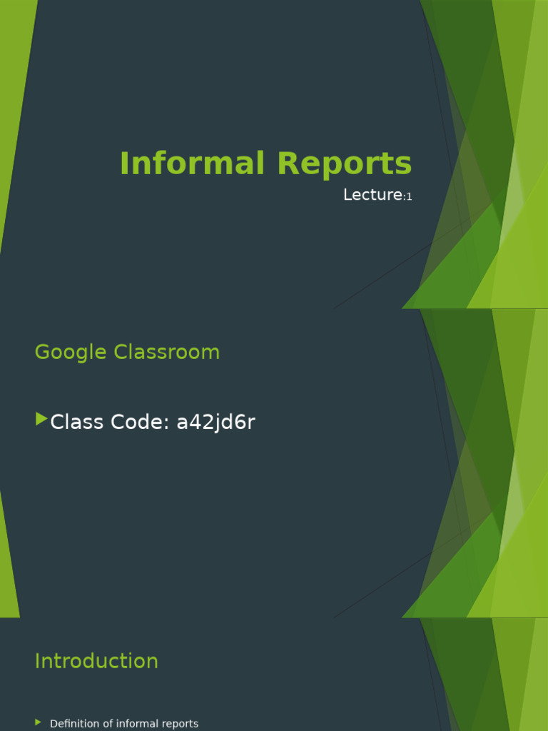 Lecture 1 - Informal Reports | PDF | Memorandum | Communication