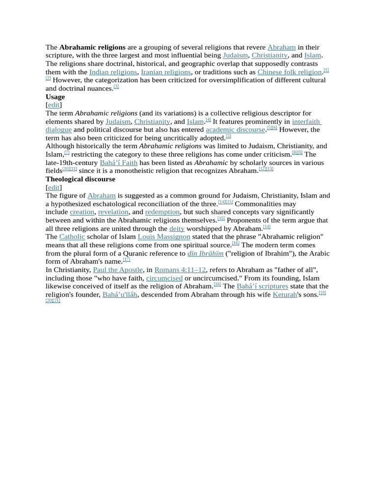 Overview of Abrahamic Religions | PDF