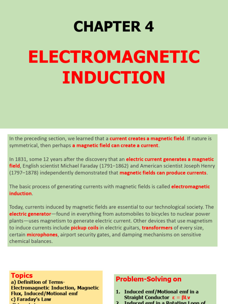 Chapter 4 - Electromagnetic Induction Student | PDF | Electromagnetic Induction | Electric Generator