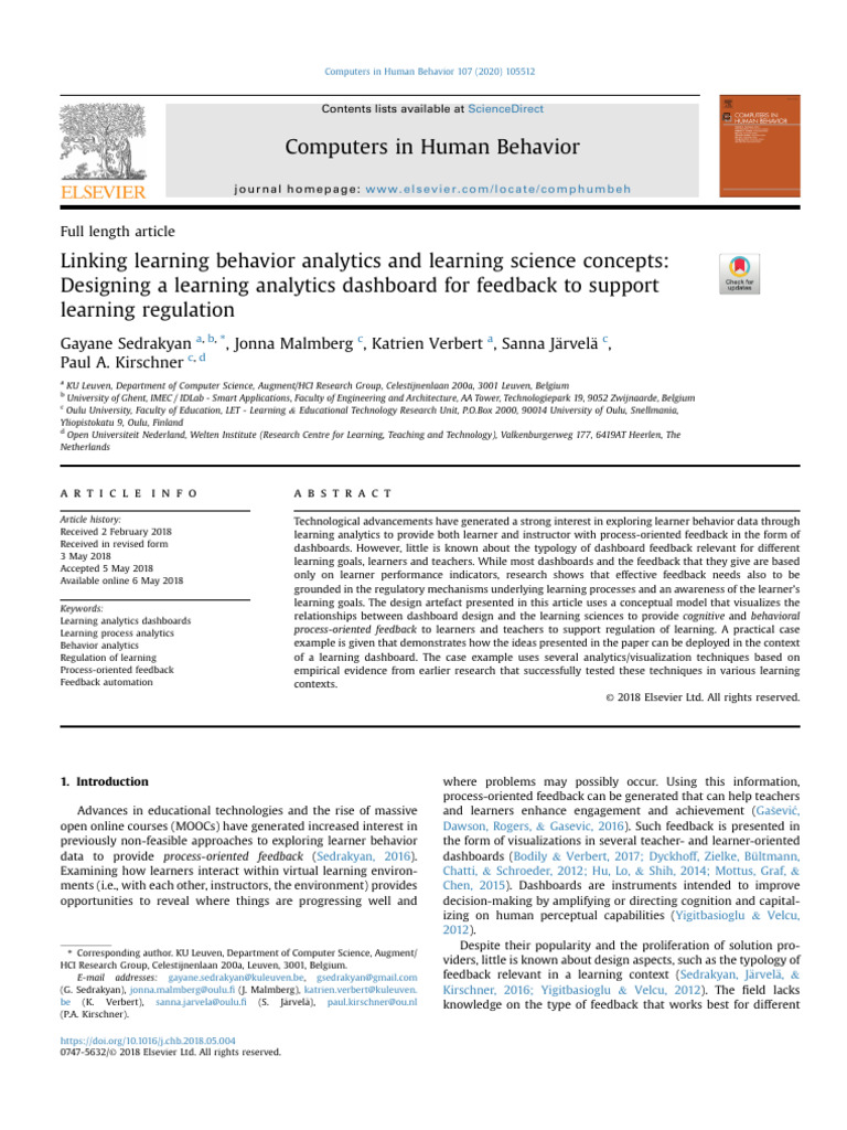 Linking learning behavior analytics and learning science concepts | PDF ...