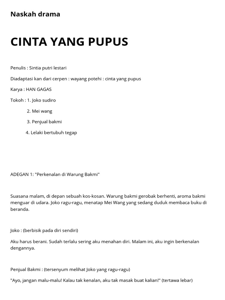 Naskah Drama: Cinta yang Pupus | PDF