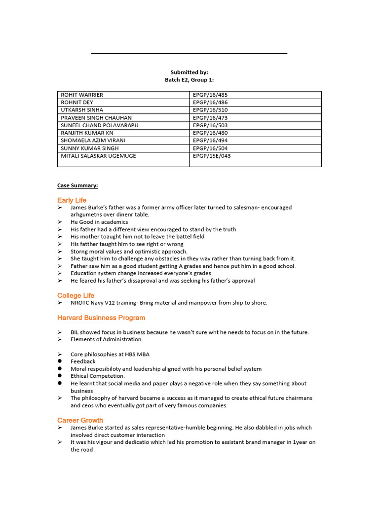 LCA Marketing JamesBurkeCase Group1 | PDF