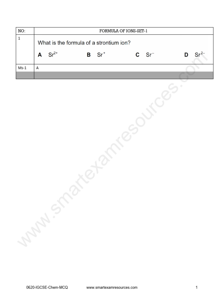 3.12.1 Formulae of Ions Set 1 Ms | PDF